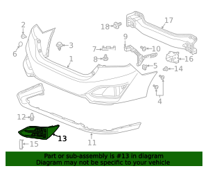 71509-TRV-A01 - Garnish, L Rear Bumper Side 2017-2021 Honda Clarity ...