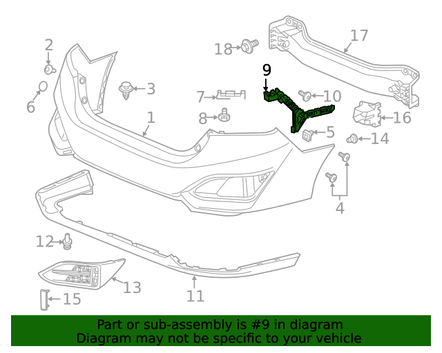 71593-TRT-A01 - Spacer, R Rear Bumper Side - 2017-2021 Honda Clarity ...