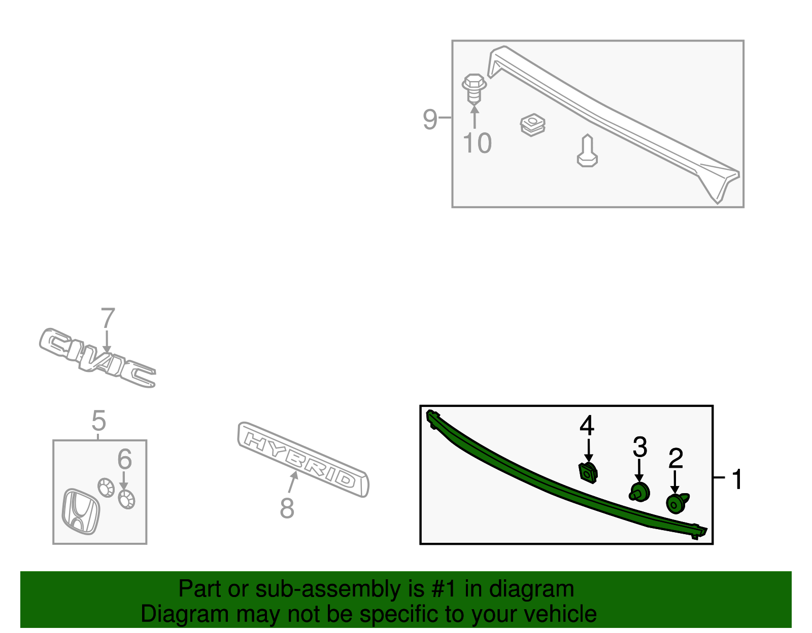 74890-TS8-406ZA - Garnish Assembly Trunk Lid *YR600M* (Kona Coffee ...