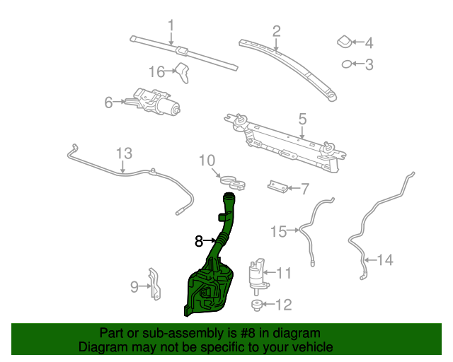 2010-2017 GM Windshield Washer Solvent Container 84064760 GM ...