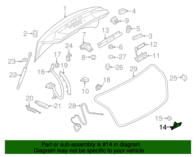 8T0-827-507 - Deck Lid Striker 2008-2017 Audi | AutoNationParts.com