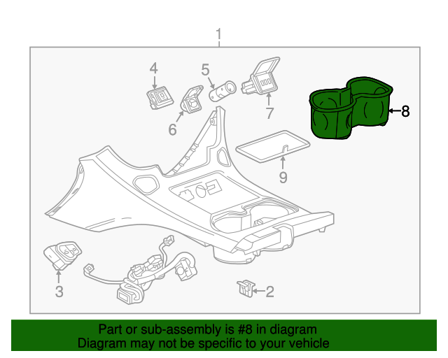 2015-2020 GM Front Floor Console Cup Holder Liner 22946576 GM ...