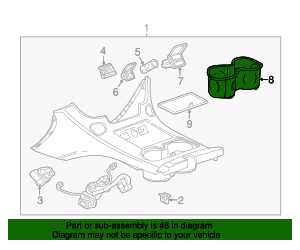 2015-2020 GM Front Floor Console Cup Holder Liner 22946576 GM ...