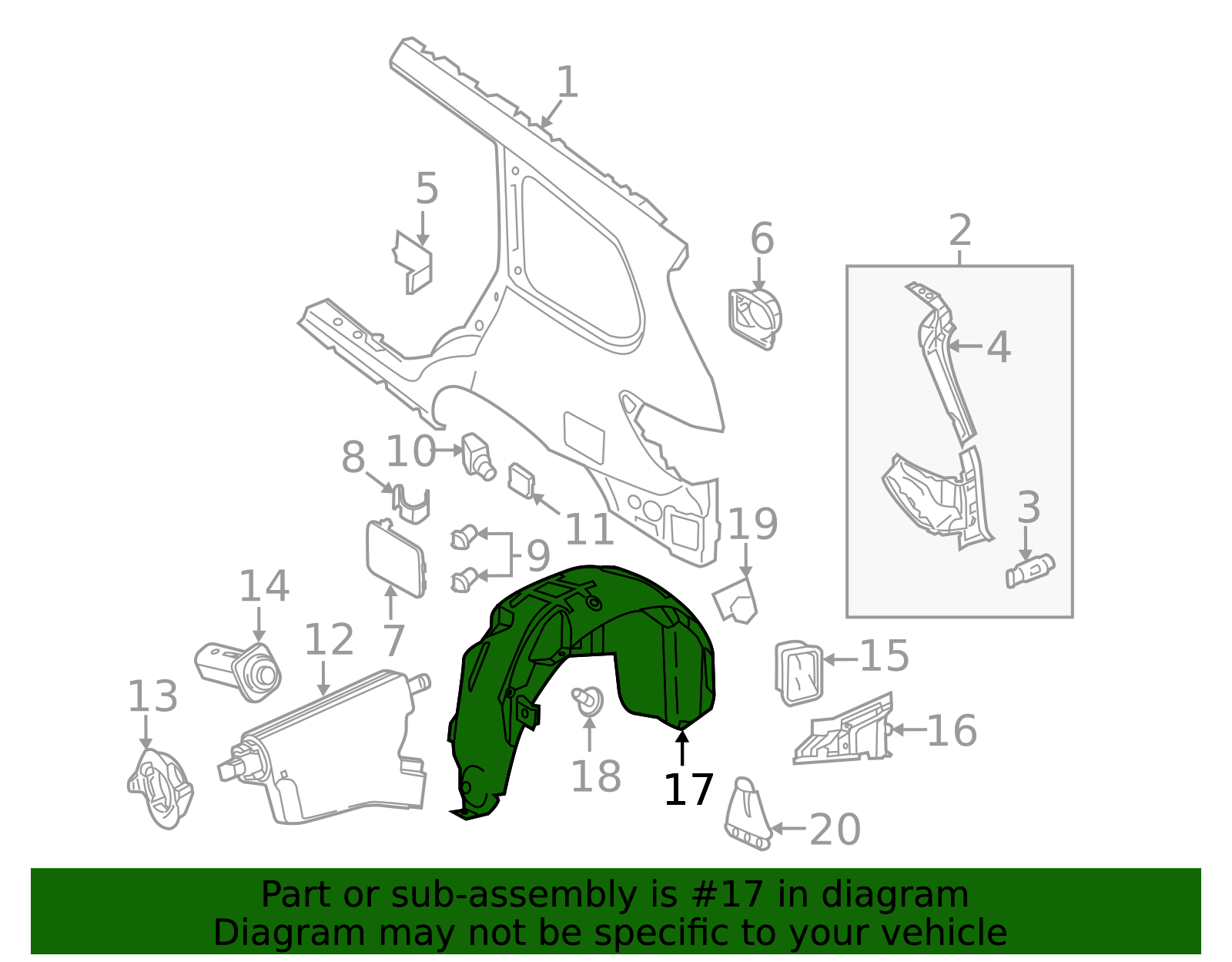 2013-2018 Nissan Pathfinder Wheelhouse Liner 76749-9PF0A | OEM Parts Online