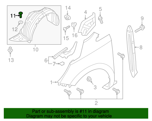 2015-2020 Kia Fender Liner Rivet 14160-04120 | TascaParts.com