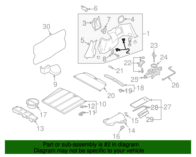 2002-2008 Subaru Side Trim Panel Clip 94099AA200NF | Subaru Parts Store