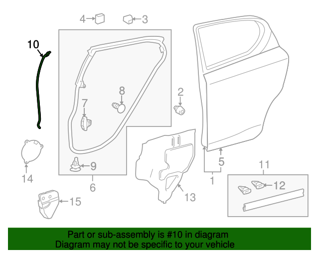 67896-76011 - Side Weather-Strip 2011-2017 Lexus CT200h | Longo Lexus Parts