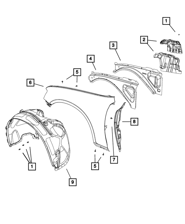 2021-2022 Mopar Front Wheelhouse Panel, Left 68444165AD | My Mopar Parts