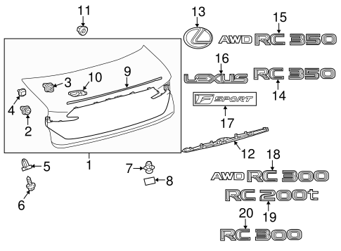 Exterior Trim - Trunk for 2017 Lexus RC350 | OEM Parts Online