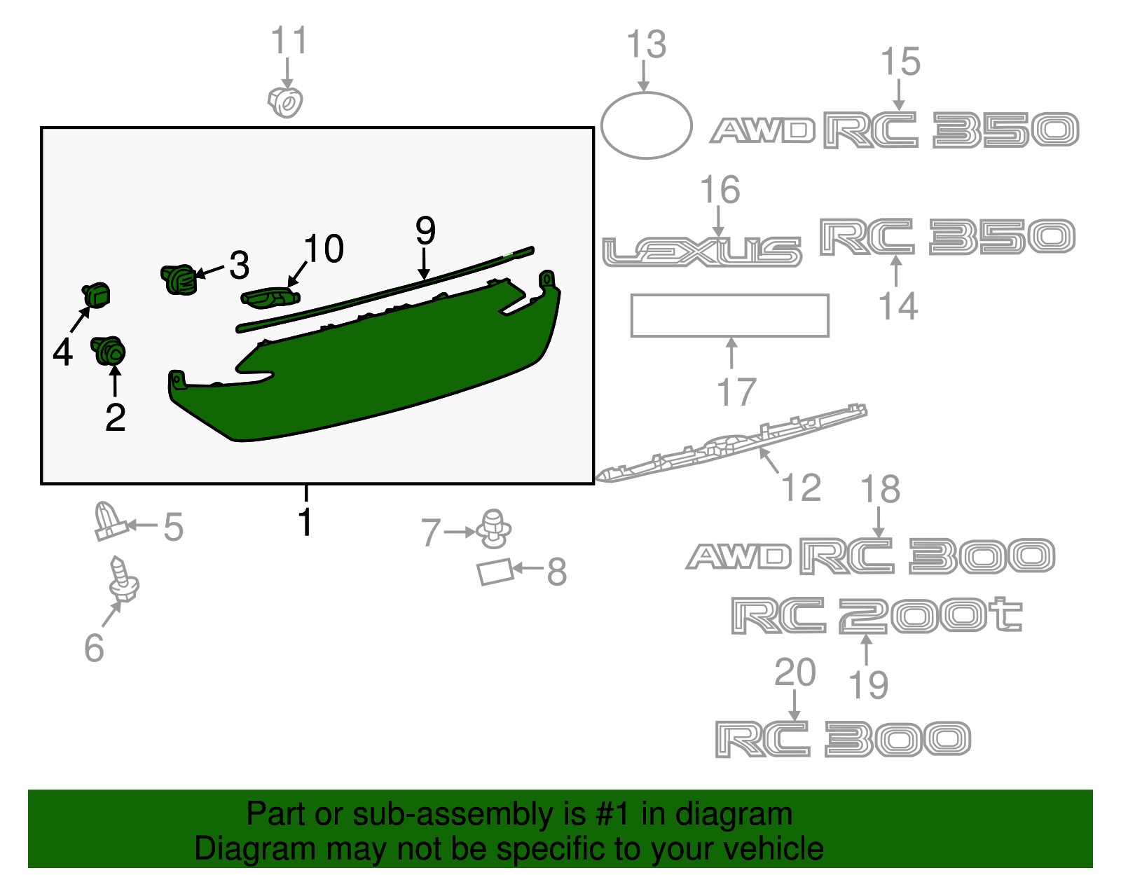 76801-24030-C0 - License Molding - 2019-2024 Lexus | My L Parts