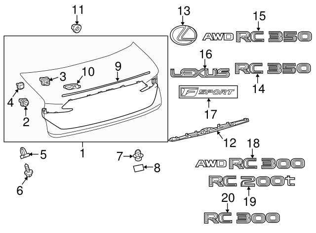 2018-2023 Lexus Deck Lid Emblem 90975-02109 | AutoNationParts.com