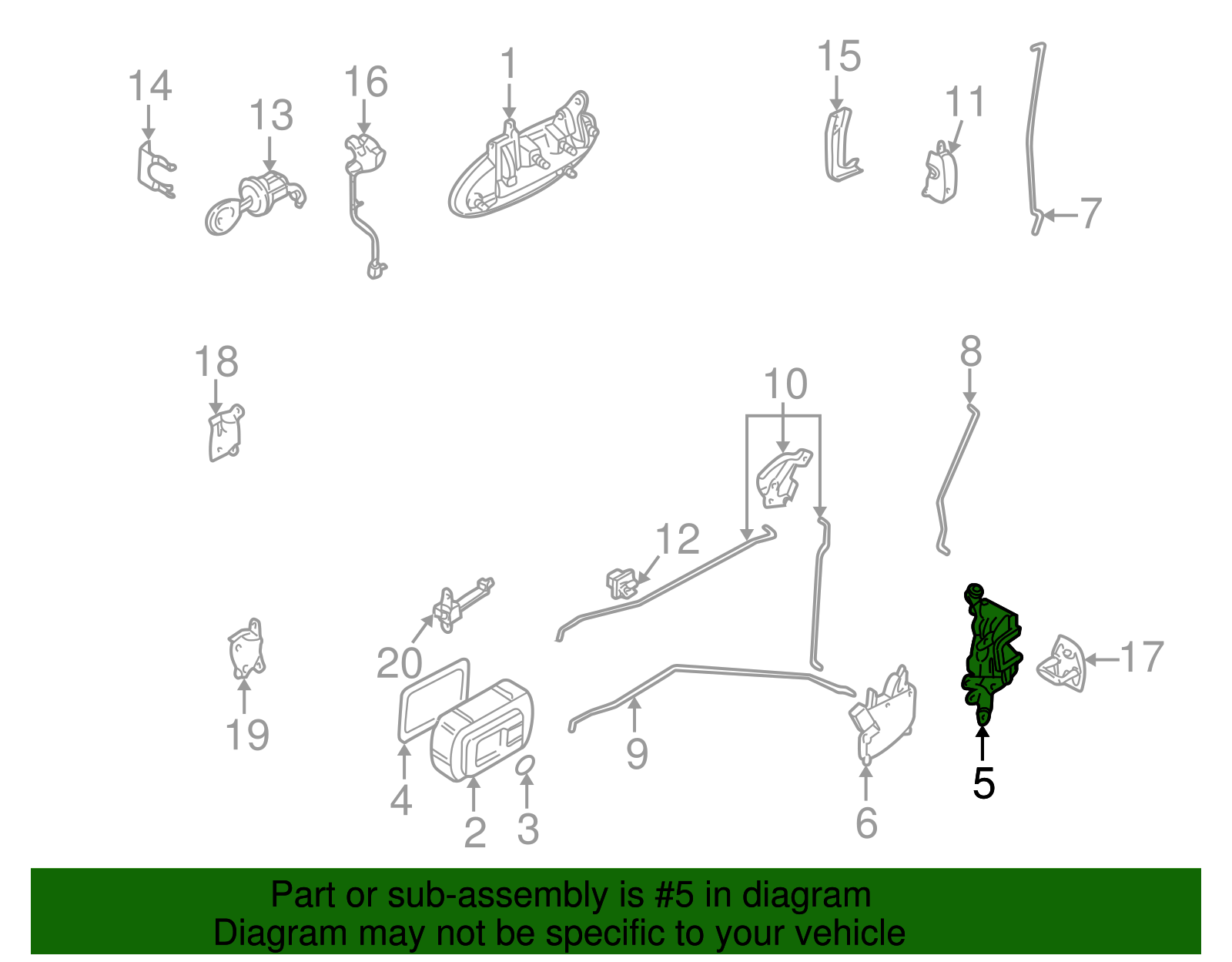 1996-2004 Nissan Lock 80502-5P01A | Bill Kay Nissan Parts