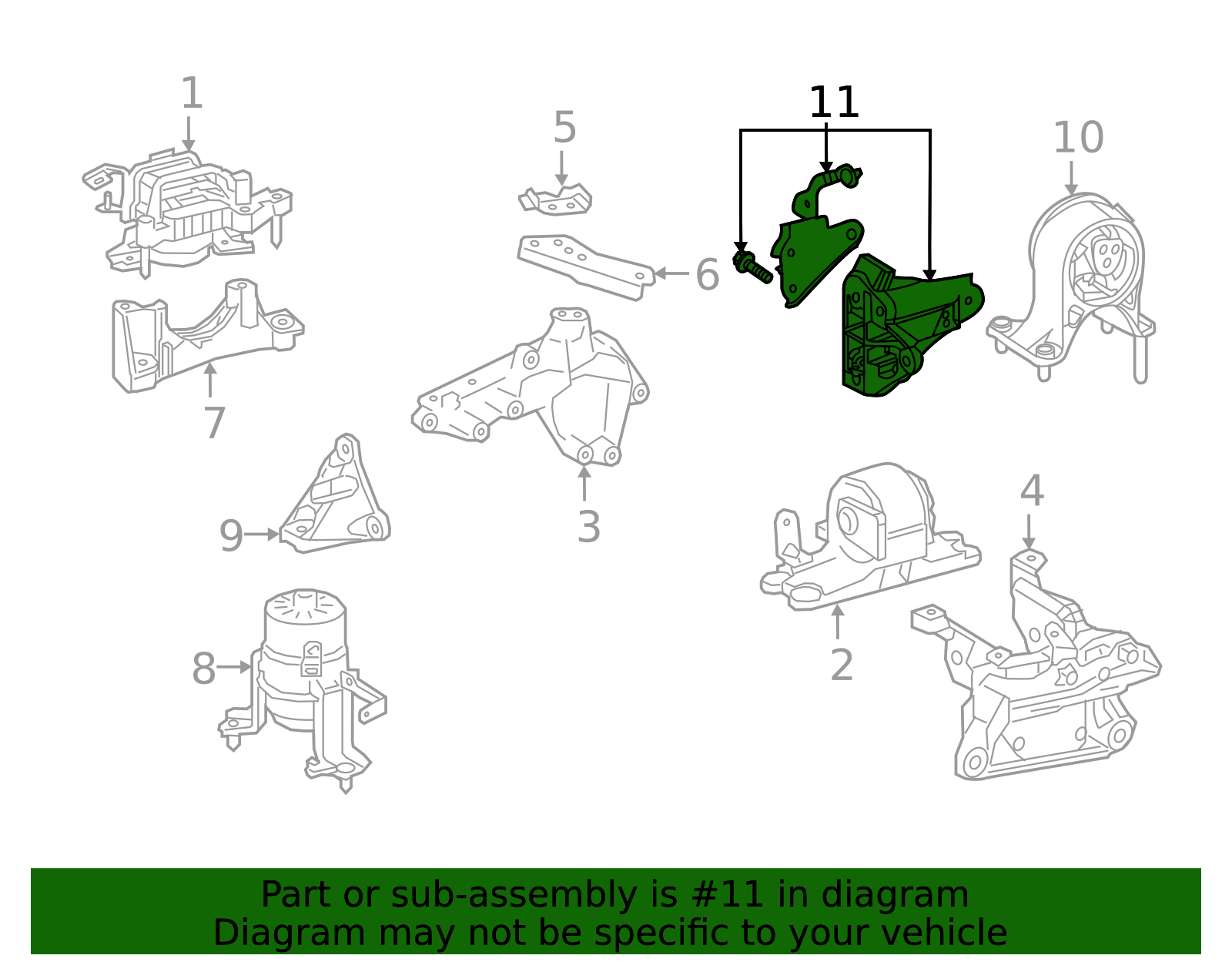 2020-2022 Toyota Highlander Rear Mount Bracket 12303-0P020 | OEM Parts ...