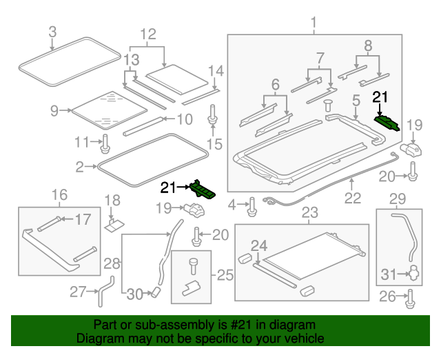 2009-2014 Volkswagen Sunroof Motor Hardware Kit 1K9-898-302 | QuirkParts