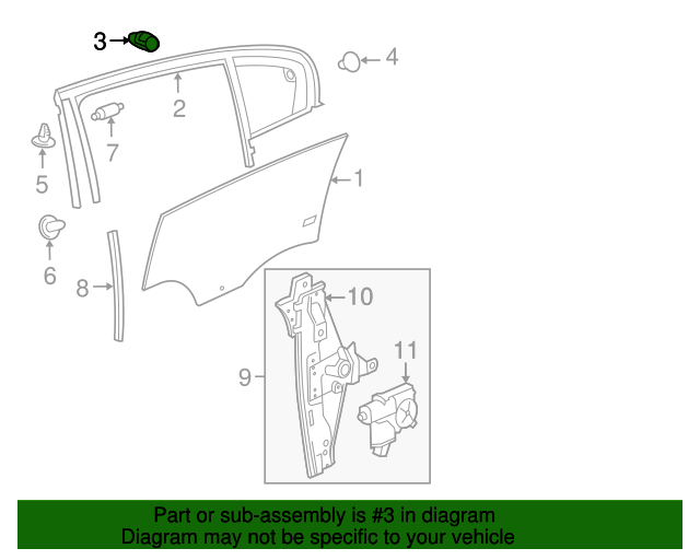 2011-2017 Buick Regal Rear Side Door Window Rear Channel Retainer ...