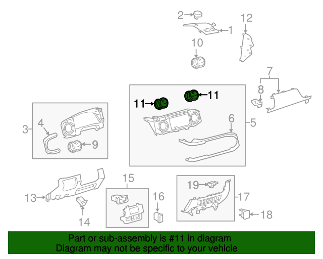 55650-0C060-C0 - Dashboard Air Vent - 2016-2023 Toyota Tacoma | OEM ...