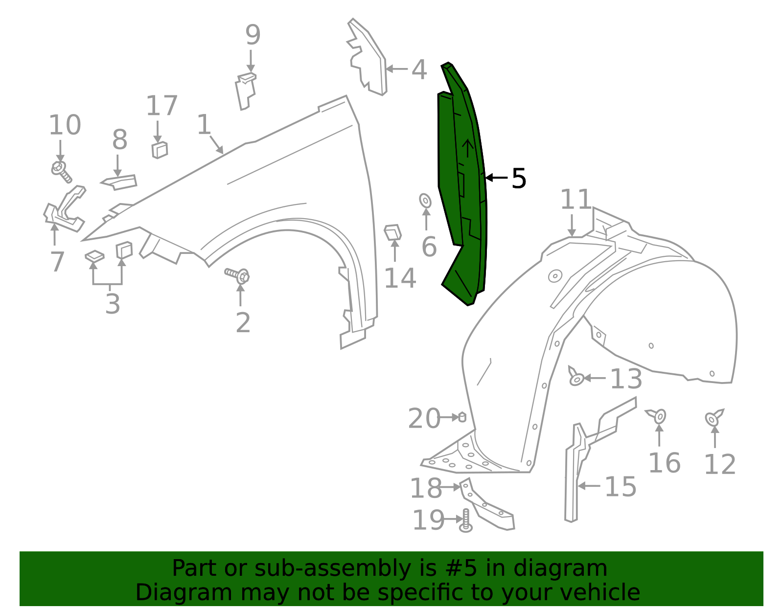 2020-2025 Cadillac XT6 Front Passenger Side Fender Insulator 84492324 ...