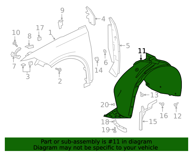 2020-2021 Cadillac XT6 Fender Liner - Driver's Side (LH) 84654596 ...