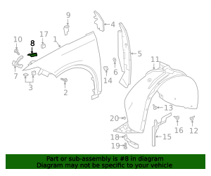 2020-2022 Cadillac XT6 Passenger Side Fender Bracket 84275000 ...