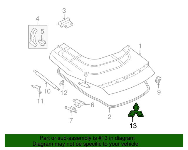 2004-2012 Mitsubishi Emblem 7415A269 | Mitsubishi Parts Warehouse ...
