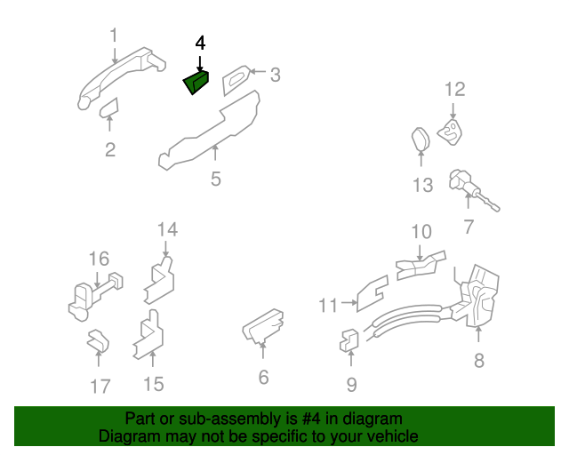 82662-3M010-TB - Exterior Door Handle Cover 2009-2010 Hyundai Genesis ...