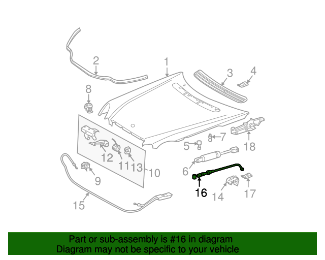211-880-02-59 - Release Cable 2003-2011 Mercedes-Benz | Mercedes-Benz ...