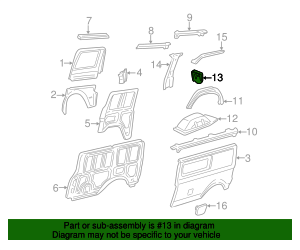 1985-2005 GM Panel Rr W/H Pnl Rr Extn 15718423 | TascaParts.com