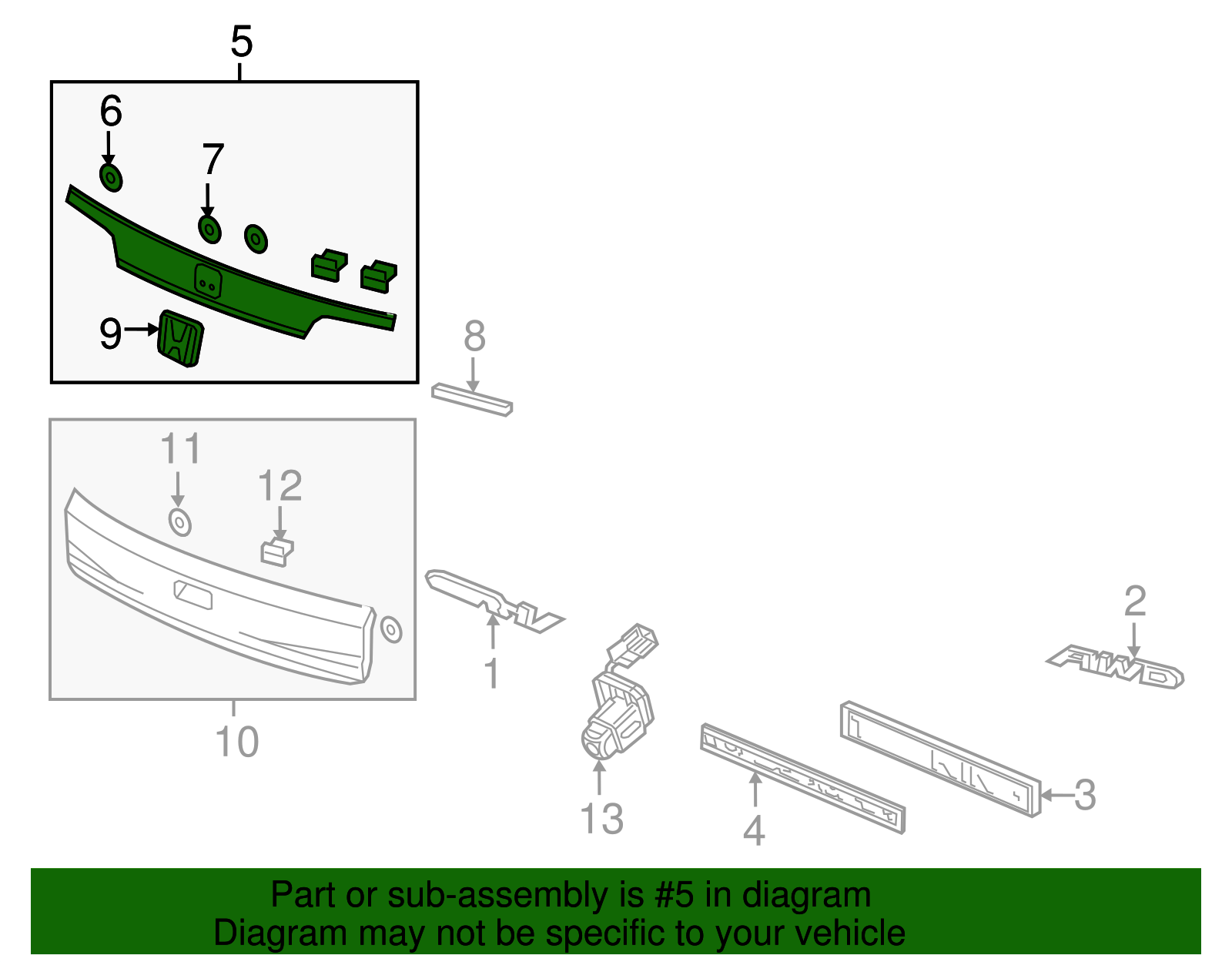 2012-2014 Honda CR-V License Molding 74890-T0G-A11ZA | Retail ...