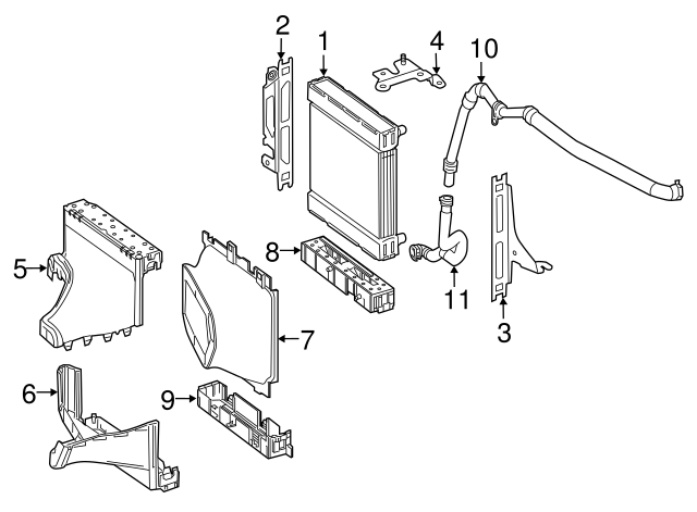 218-500-07-16 - Radiator Support Air Duct 2012-2016 Mercedes-Benz ...