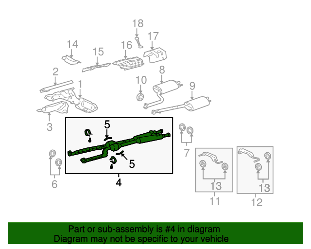 17410-38241 - Exhaust Pipe 2009-2015 Lexus LS460 | AutoNationParts.com