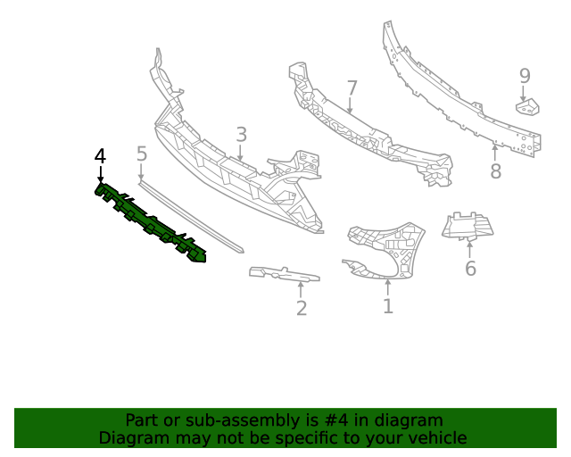 213-885-54-04 - Bumper Cover Support Rail 2021-2023 Mercedes-Benz E 450 ...