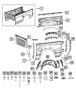2019-2025 Ram 1500 Box Side Outer Panel, Right 68638040AA | Mopar eStore