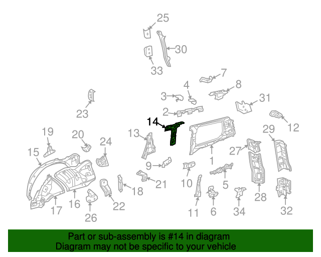 2008-2021 Lexus LX570 Upper Reinforced 61707-60040 | OEM Parts Online