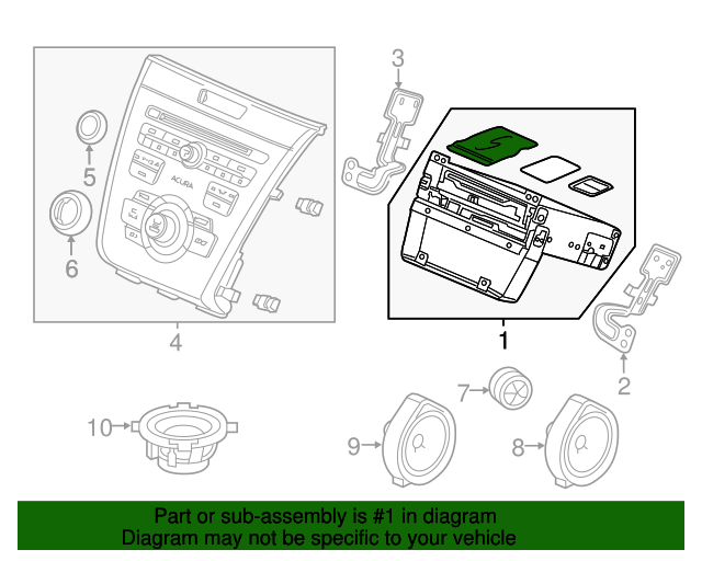 Genuine OEM Acura - Unit Assembly, Audio (RMD) (Alpine) Part# 39100-TX6 ...