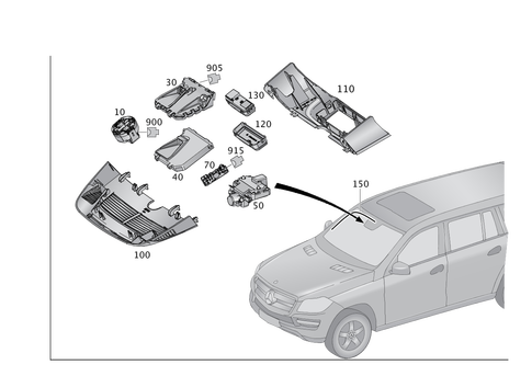 Sensors, Camera and Switches Behind Windshield for 2009 Mercedes-Benz ...