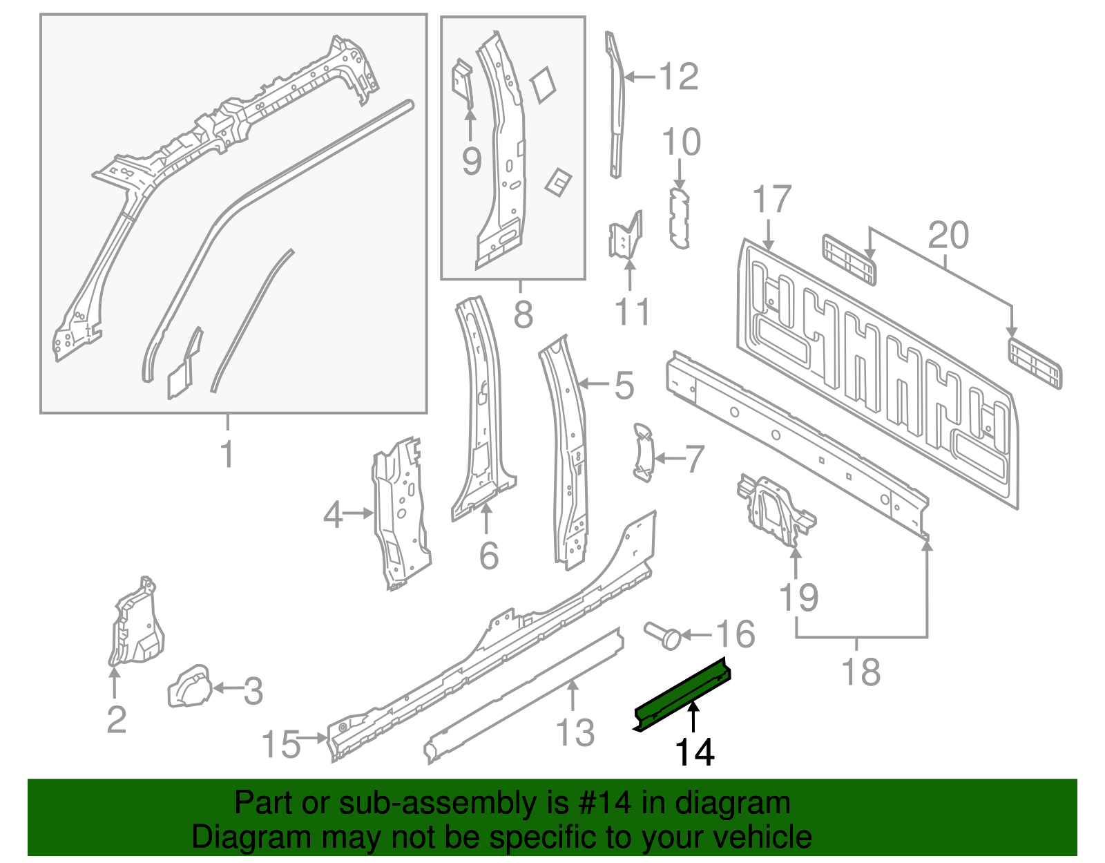 NL3Z-1610129-A - Rocker Reinforced 2015-2025 Ford | Big 3 Auto Parts