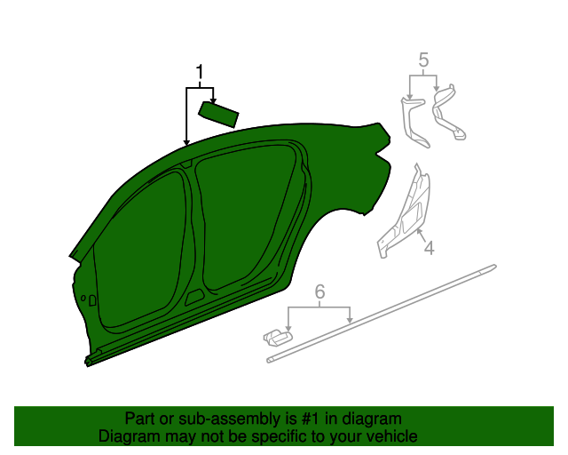 2010-2016 Buick LaCrosse Passenger Side Outer Body Side Panel with ...