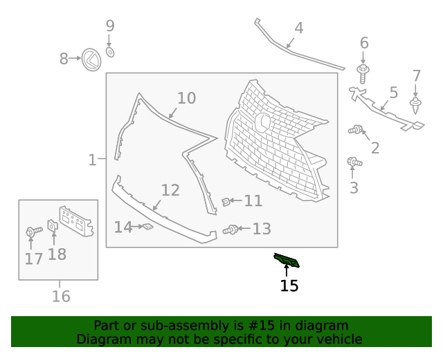 52128-48140 - Grille Molding Cap 2020-2022 Lexus | AutoNationParts.com
