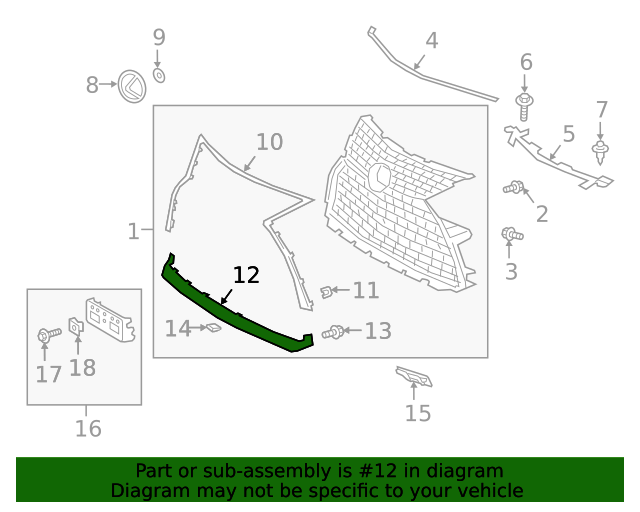 53122-0E200 - Lower Molding For 2020-2022 Lexus | Lexus OE Parts