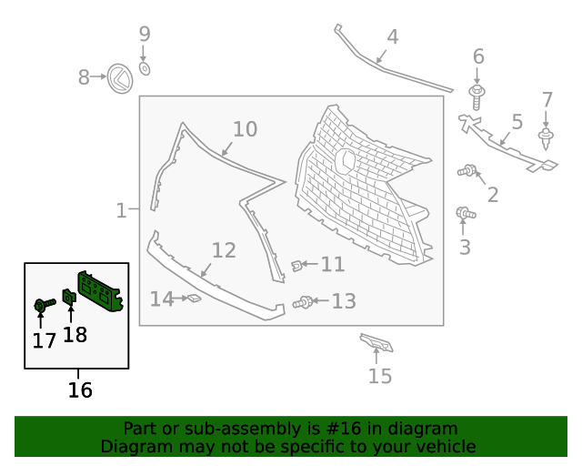 2020-2022 Lexus License Plate Bracket 52114-0E180 | AutoNationParts.com