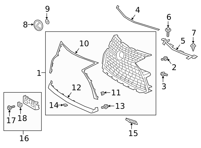 53114-48100 - Grille Radiator In Longo Lexus Parts