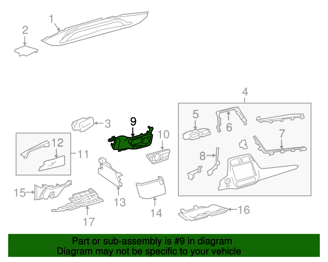 2016-2022 Toyota Instrument Panel Bezel 55433-47030-C0 | Toyota Parts ...