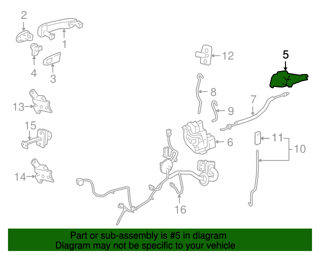 13505891 - Passenger Side Outside Door Handle Bracket 2010-2016 GM ...