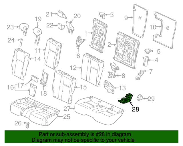 176-923-00-14 - Seat Cushion Bracket 2015-2020 Mercedes-Benz ...