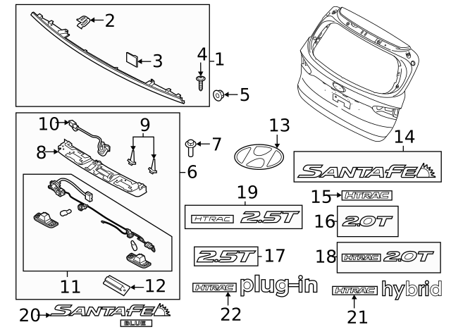 2021-2023 Hyundai Santa Fe Hatch Emblem 86312-S2500 | OEM Parts Online