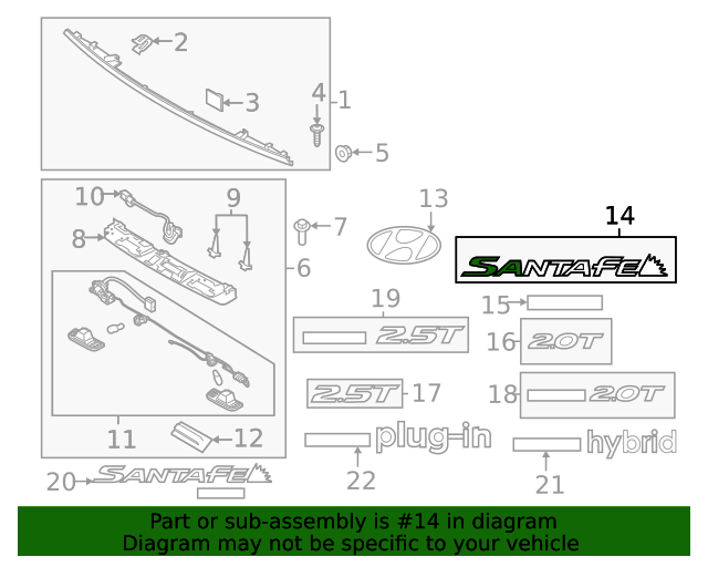 2019-2023 Hyundai Santa Fe Hatch Emblem 86310-S1000 | OEM Parts Online