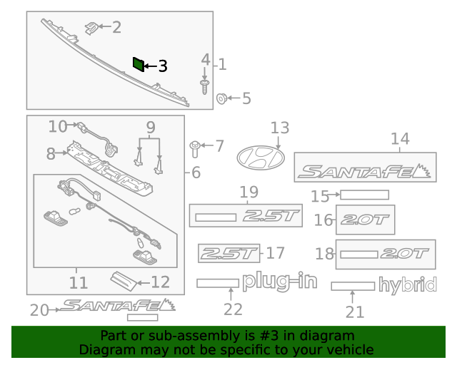 2019-2023 Hyundai Santa Fe Finish Molding Retainer Clip 87758-S1000 ...