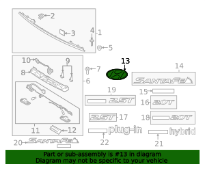 Genuine Hatch Emblem for 2021-2023 Hyundai Santa Fe | Part# 86300-S1600 ...