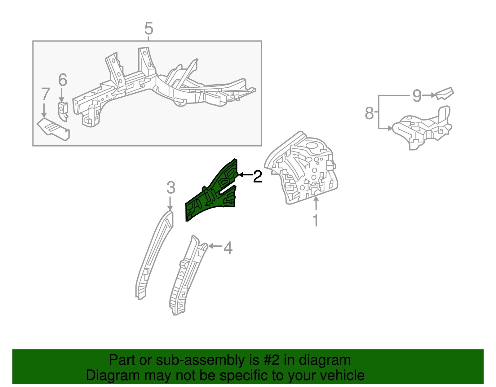60613-TG7-A00ZZ - 2016-2025 Honda - Member R Front Wheelhouse (Upper ...