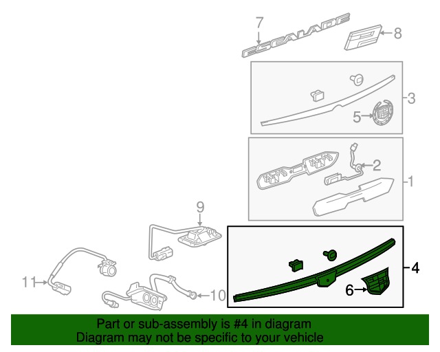 2015-2020 Cadillac Galvano SilverRear Closure Center Applique 84689565 ...